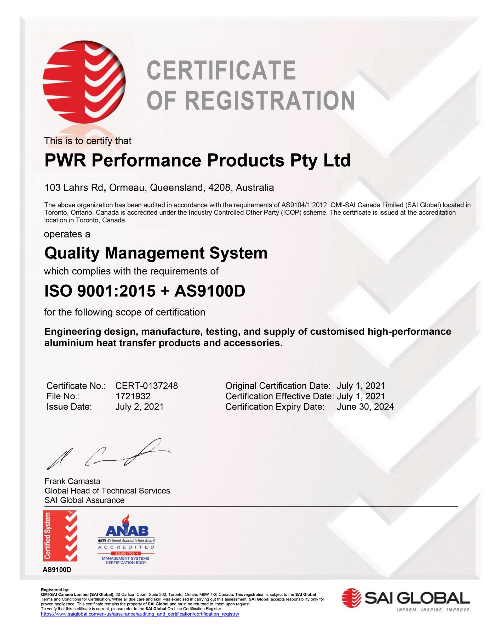 Certifications / Accreditations | PWR Corporate