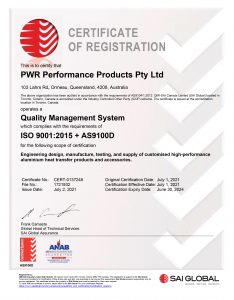 PWR Performance Products Pty Ltd is now AS9100D Certified | PWR Corporate