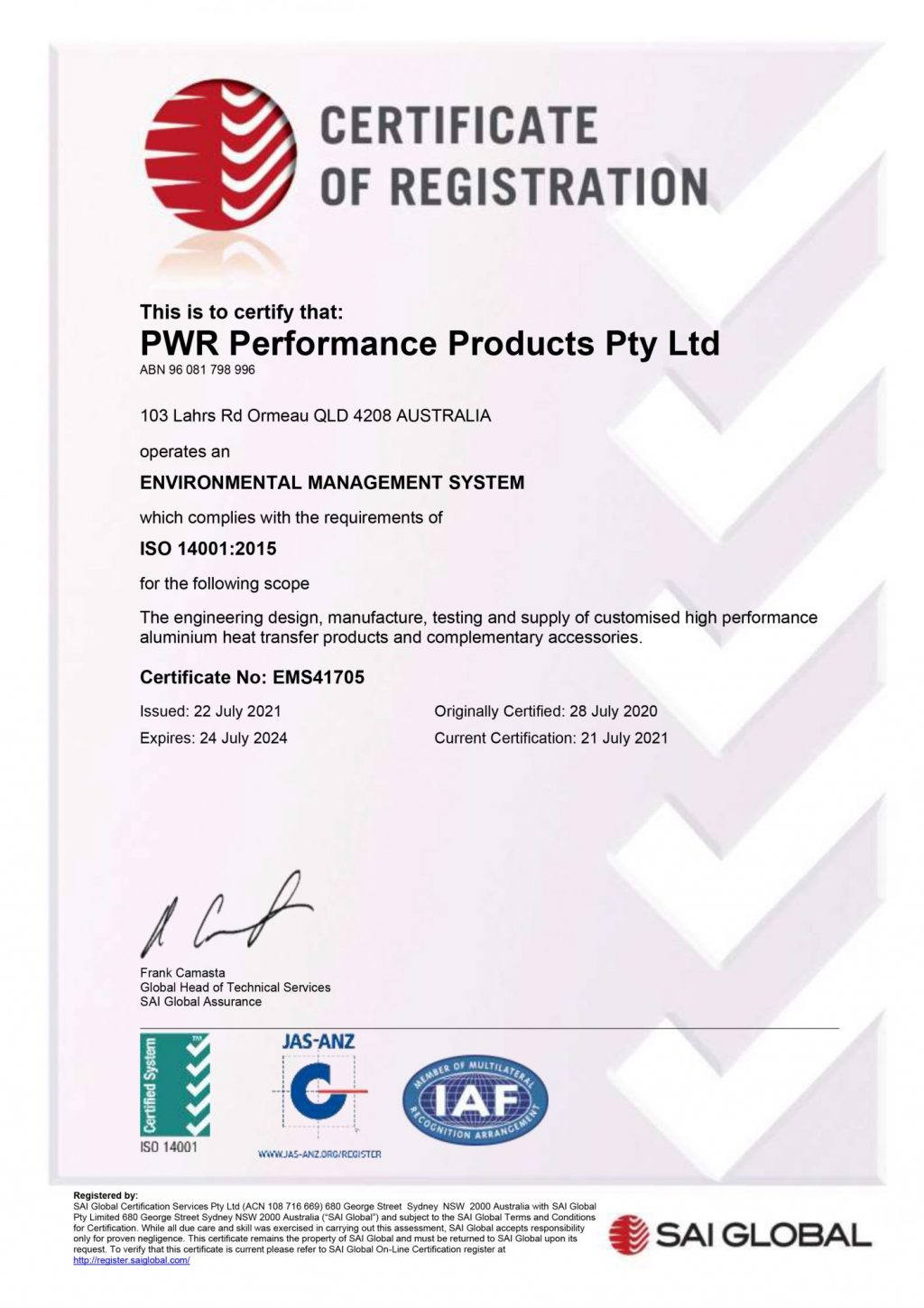Certifications / Accreditations | PWR Corporate