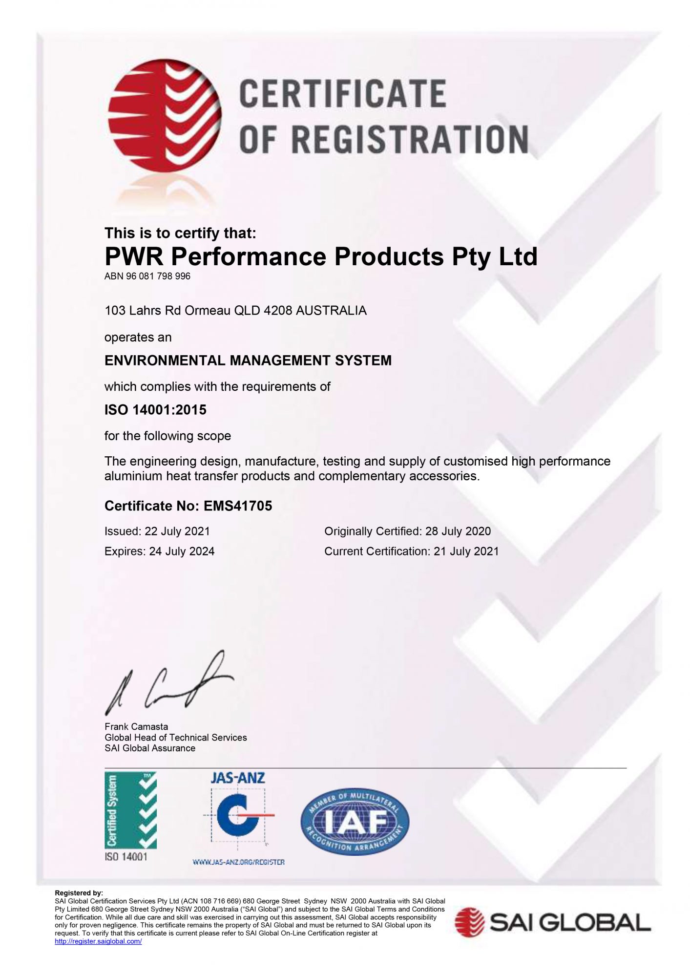 Certifications / Accreditations | PWR Corporate